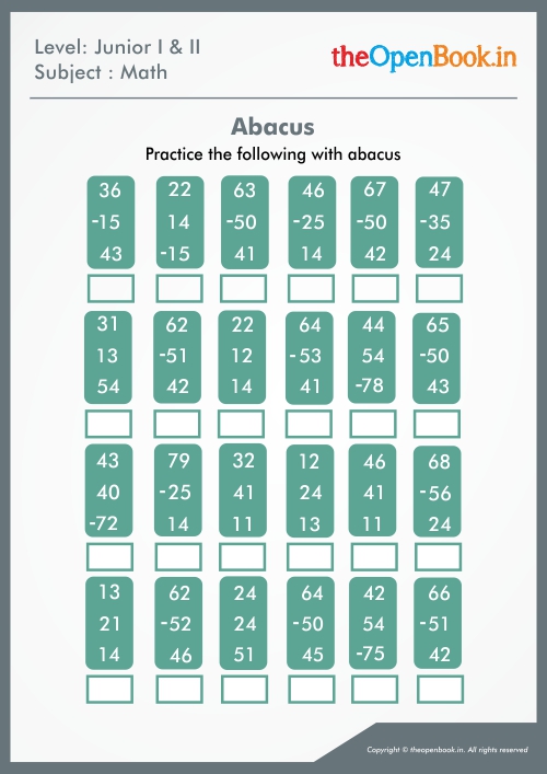 Practice the following with Abacus 03